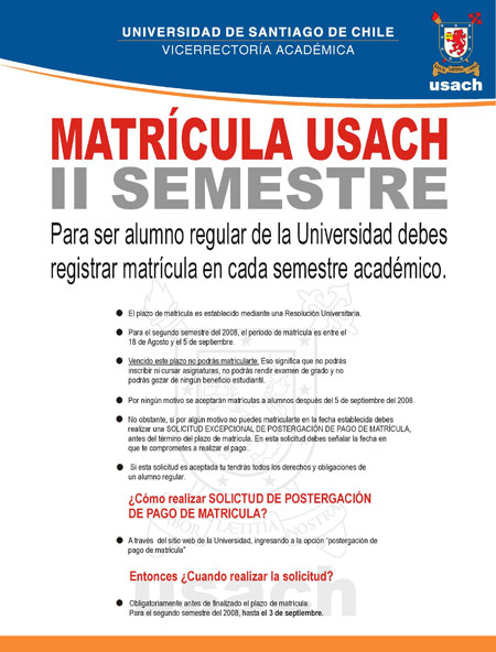 MATRÍCULA USACH MATRÍCULA USACH